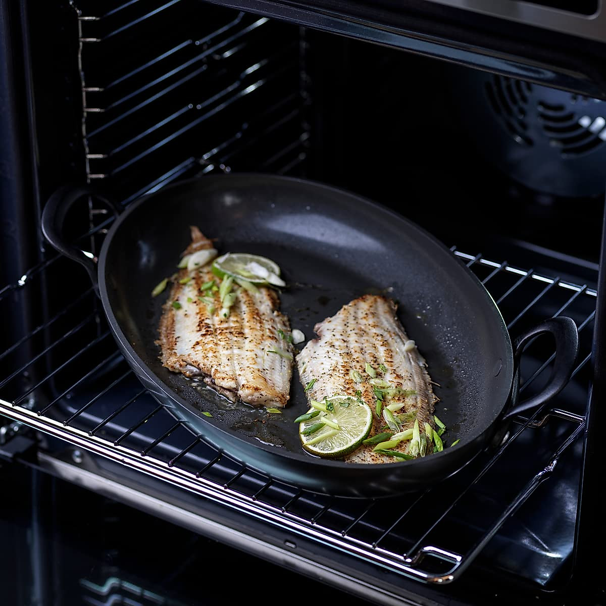 Greenpan Craft Healthy Ceramic Non-Stick Oval Fish Pan, 40 cm x 25 cm, PFAS-Free, Metal Safe, Cast Stainless Steel Handles, Induction Suitable, Oven Safe, Black