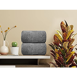 White Classic Resort Collection Soft Bath Sheet Towels | 35x70 Oversize Large Luxury Hotel Plush & Absorbent Cotton Bath Sheet [2 Pack, Smoke Grey]