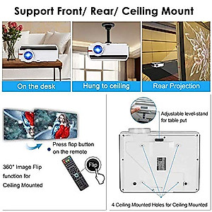 Video Projectors 1080p 4200 Lumens, HD Projector LCD LED 200" Widescreen Multimedia WXGA Home Theater Projector Work with Laptop TV Stick Xbox Bluray Player DVD Wii PS3 PS4 Outdoor Movie Proyector