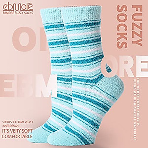 EBMORE Womens Fuzzy Socks Slipper Soft Cabin Plush Warm Fluffy Winter Christmas Sleep Stocking Stuffers Cozy Adult Socks（Unicorn(5 Pairs)）