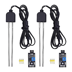 2 Sets Resistive Soil Moisture Meter, Icstation Soil Hygrometer Sensor Test Kit with Corrosion Resistant Probe, Digital Analog Signal Output for Arduino Garden Plant Care Automatic Watering System