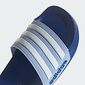 adidas Adilette Shower Slide Sandal, Blue Dawn/White/Team Royal Blue, 2 US Unisex Little Kid