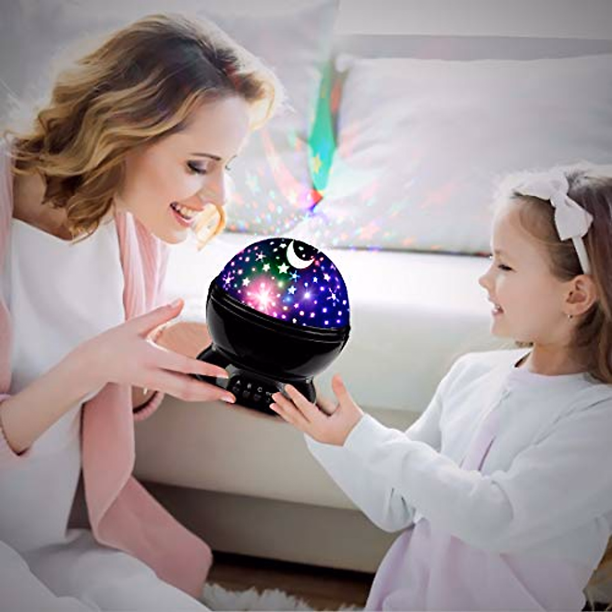MOKOQI Dream Rotating Projection Lamp Star Projector Night Lights for Kids, Birthday Gifts for 1-4-6-14 Year Old Girl Boy Kids Bedroom, Glow in The Dark Stars Moon for Child Asleep Peacefully