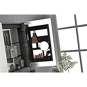 HomSof 40x 30 Inch LED Large Rectangular Black Aluminum Alloy Surface Mount Medicine Cabinet with Mirror