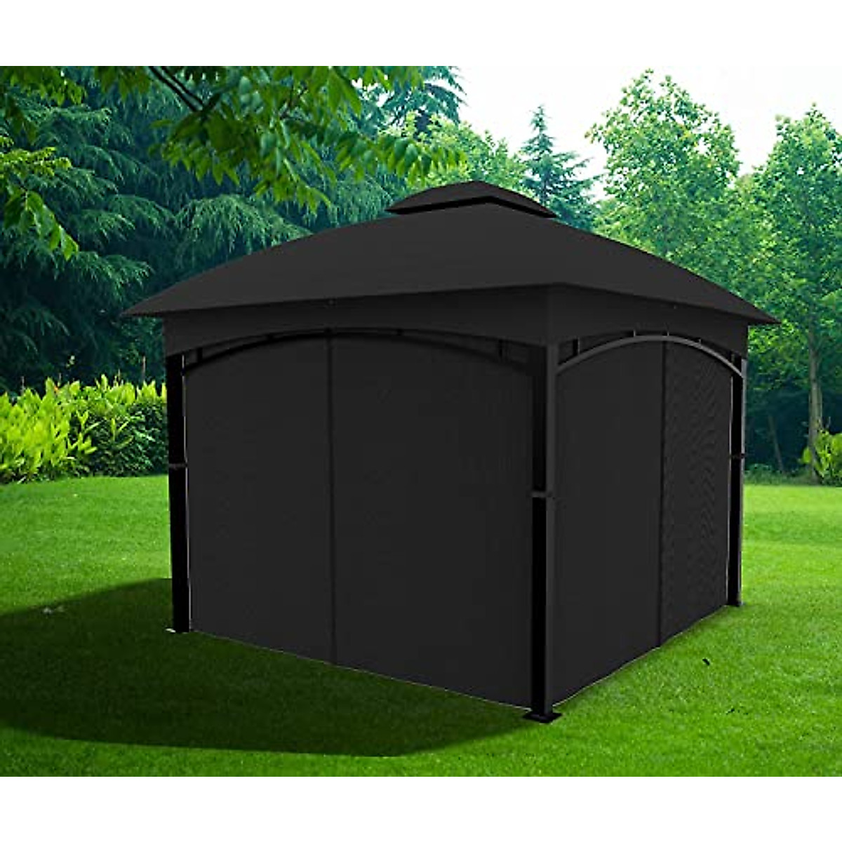 Gazebo Universal Replacement Privacy Curtain 4-Panels sidewall with Zipper (ONLY Curtain) (10' x 13', Black)