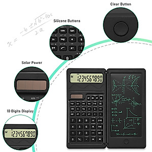 EooCoo Calculator with Notepad,10-Digit Large Display Office Desk Calcultors,Support Solar and Battery,Professional Foldable Calculator for Students, Office Desk Accessories