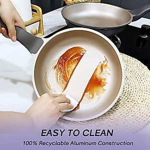 Pots and Pans Set with Premium Nonstick Coating, 5-Piece Kitchen Cookware Sets PFOA & PFAS Free, Pots and Pans Cooking Utensils Set Induction/Gas/Electric Compatible, Dishwasher Safe