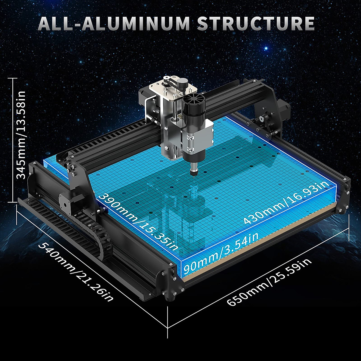 500W CNC Router Machine, MYSWEETY 4540 CNC Wood Router 3 Axis Metal Milling Machine for Engraving Carving Wood Acrylic MDF PCB Plastic, Working Area: 430 * 390 * 90mm(16.9 * 15.4 * 3.5inch)