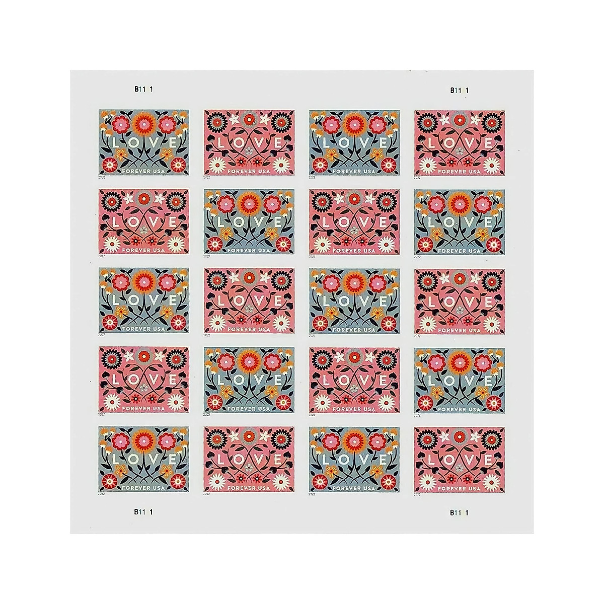 Love 2022 Forever First Class Postage Stamps -- Valentine, Wedding, Celebration, Anniversary, Romance, Party -- 1 Sheet, 20 Stamps --