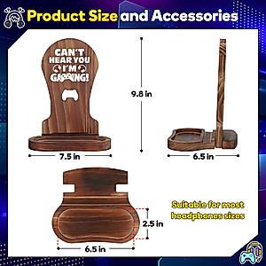 Slothoem-Gamer Gifts for Teenage Boy, Gamer Room Decor for Man, Best Gifts for Son, Boyfriend, Husband, Gamer Room Accessories Stuff, Wooden Gaming Headset Stand - Can't Hear You I'm Gaming