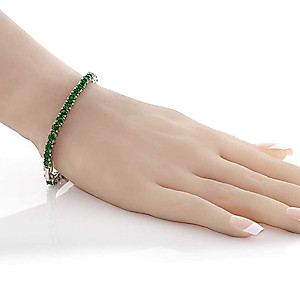 Gem Stone King 10.00 Ct Round Green Color Cubic Zirconia CZ Tennis Bracelet for Women 7 Inch