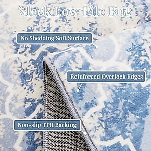 Acrylic Step Stool with Handles, 2x3 Small Entryway Rug Non-Slip Moroccan Light Blue Area Rug Faux Wool Bedroom Bedside Rug