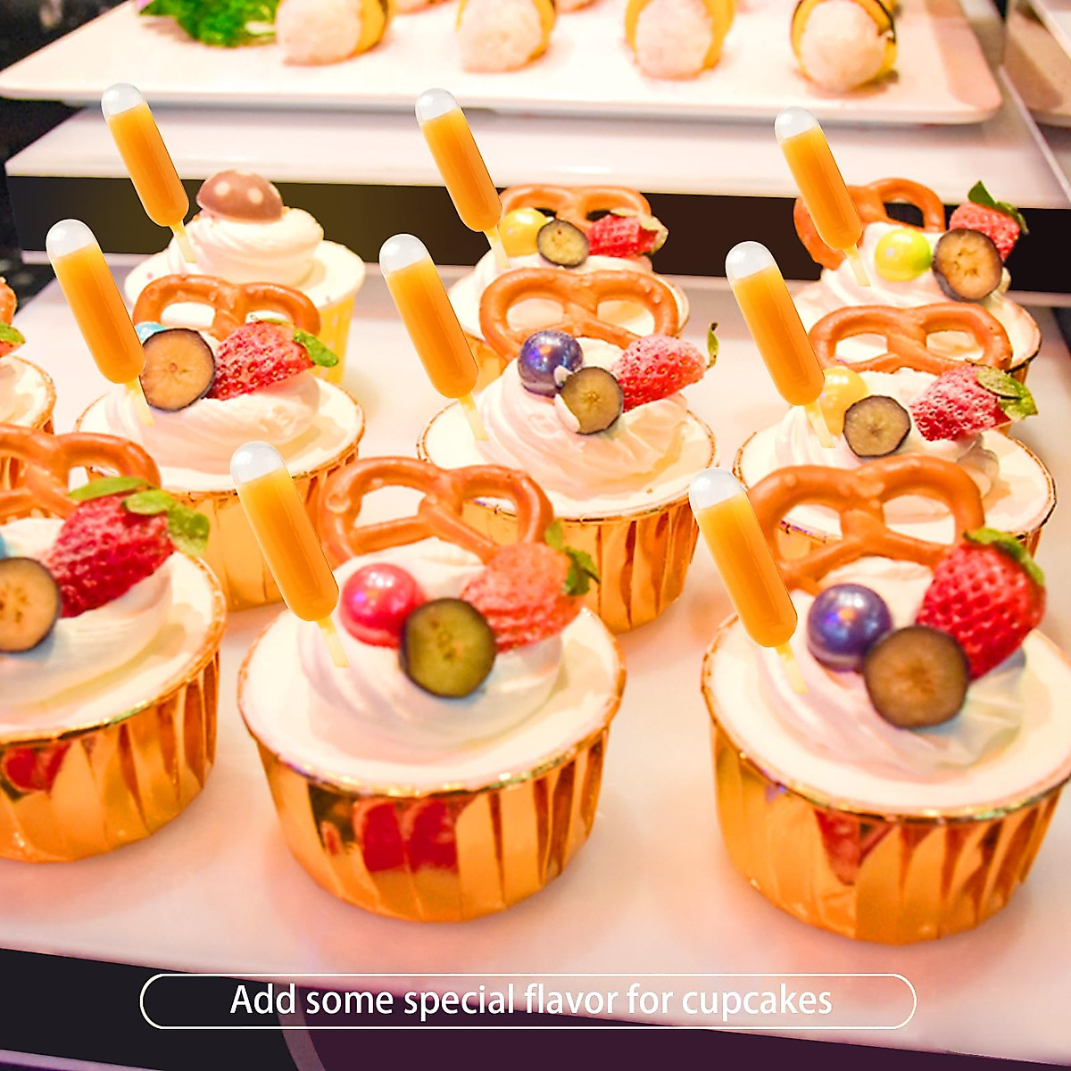 Teenitor Cupcake Pipettes, 60Pcs 4ml Alcohol Infuser Plastic Pipettes Dropper Squeeze Dropper Disposable Mini Flavor Liquor Infuser for Chocolate Strawberries Cupcakes