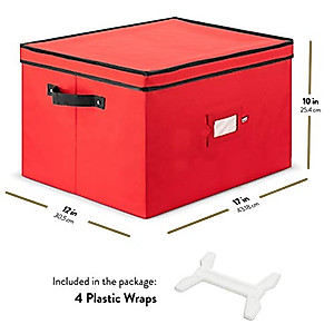 ZOBER Christmas Light Storage - Christmas Light Organizer W/ 4 Plastic Christmas Lights Organizer Wheel - Strong & Durable Material - Stitched Reinforced Handles - Red