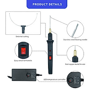 QXCSF Foam Cutter, 18W Styrofoam Cutter, Electric Foam Cutting Tool with LED Display, 3 in 1 Foam Carving Knife Kit for Foam Cutting, Hole Digging, Detail Handing