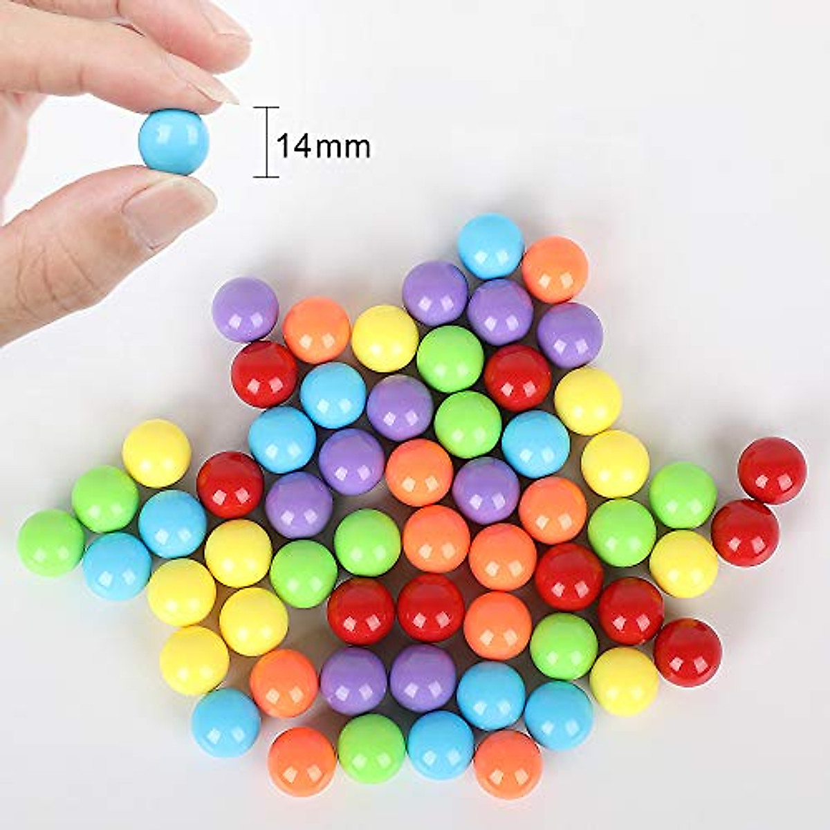 Witlans 60pcs Chinese Checker Game Replacement Balls,6 Solid Color 14mm Acrylic Game Marbles for Chinese Checker,Marble Run, Marbles Game,Aggravation Game,Traditional Marbles Games
