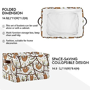 Moudou Sloth Laundry Basket Square Collapsible Laundry Hamper Clothes Toys Storage Bin with Handles for Bedroom, Closet, Nursery, Dorm, Home Decor