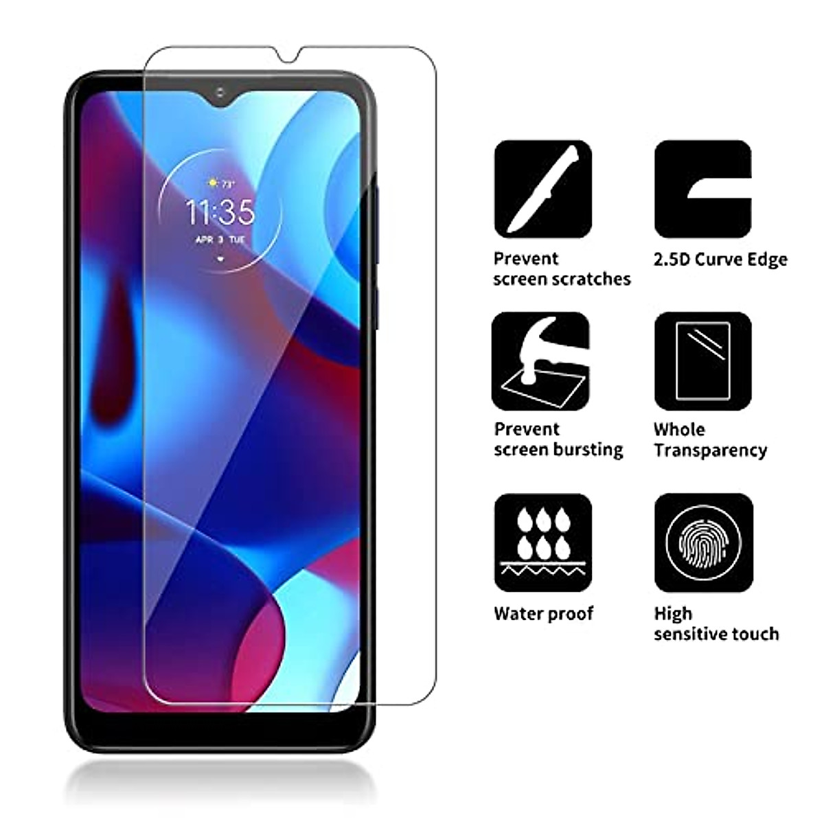 iCsapr [4 Pack] Glass Screen Protector Compatible for Motorola Moto G Pure[9H Hardness] HD Screen Tempered Glass, Easy Install[Case Friendly] 2.5D Edge