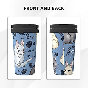 GHBNK Blue Chinchillas And Moon Travel Coffee Mug Stainless Steel Insulated Coffee Mug Double Wall Travel Coffee Cup Reusable Insulated Tumbler with Lid for Iced and Hot Drinks