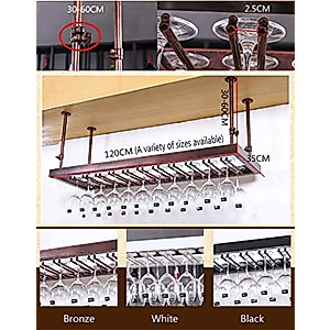 Stylish Simplicity Stemware Racks, Ceiling Mounted Hanging Wine Bottle Holder Metal Goblet Wine Glass Rack Iron Storage Unit Floating Shelves Goblet Organiser for Bars/Living Room, PIBM, White, L6