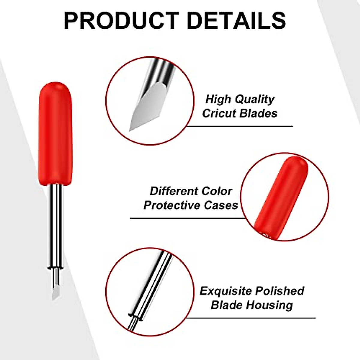 CAREGY 60 PCS 45 Degree Standard Fine Point Blades for Cricut Explore Air 2/Air 3/Maker/Maker 3/ Expression, Replacement Cutting Blades for Most Vinyl Fabric Cutting