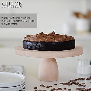 11" Beech Wood Cake Stand | Footed Cake Plate for Birthday Parties, Weddings, Graduations, & All Celebrations | Designed by Chloe & Cotton