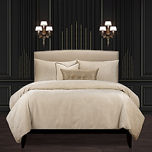 Overstock F Scott Fitzgerald Rhythm and Rhyme Cream Luxury Duvet Cover and Insert Set King 6 Piece