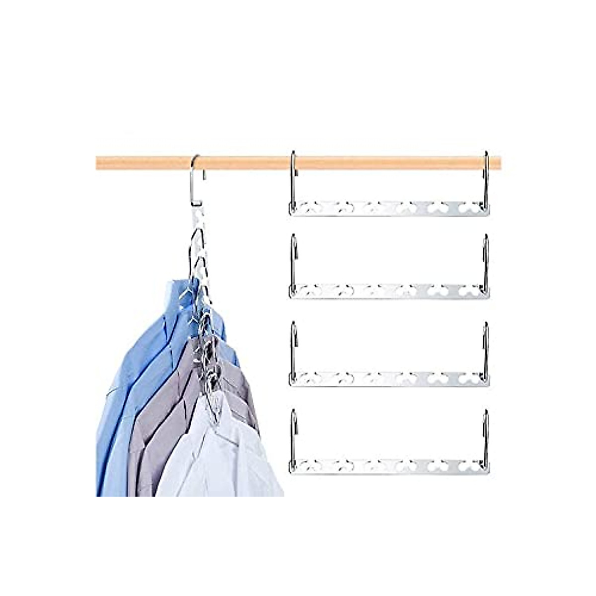 LuxuryFuel Magic Hangers Space Saving Hangers for Clothes Hangers Space Saving Wardrobe Clothing Hanger Oragnizer Closet Space Saver Hangers(4 Pack)