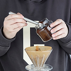 Easyworkz Stainless Steel Long Hollow Handle Coffee Scoop,7g Measuring Spoon for Ground Coffee and Loose Leaf Tea, Brushed Silver