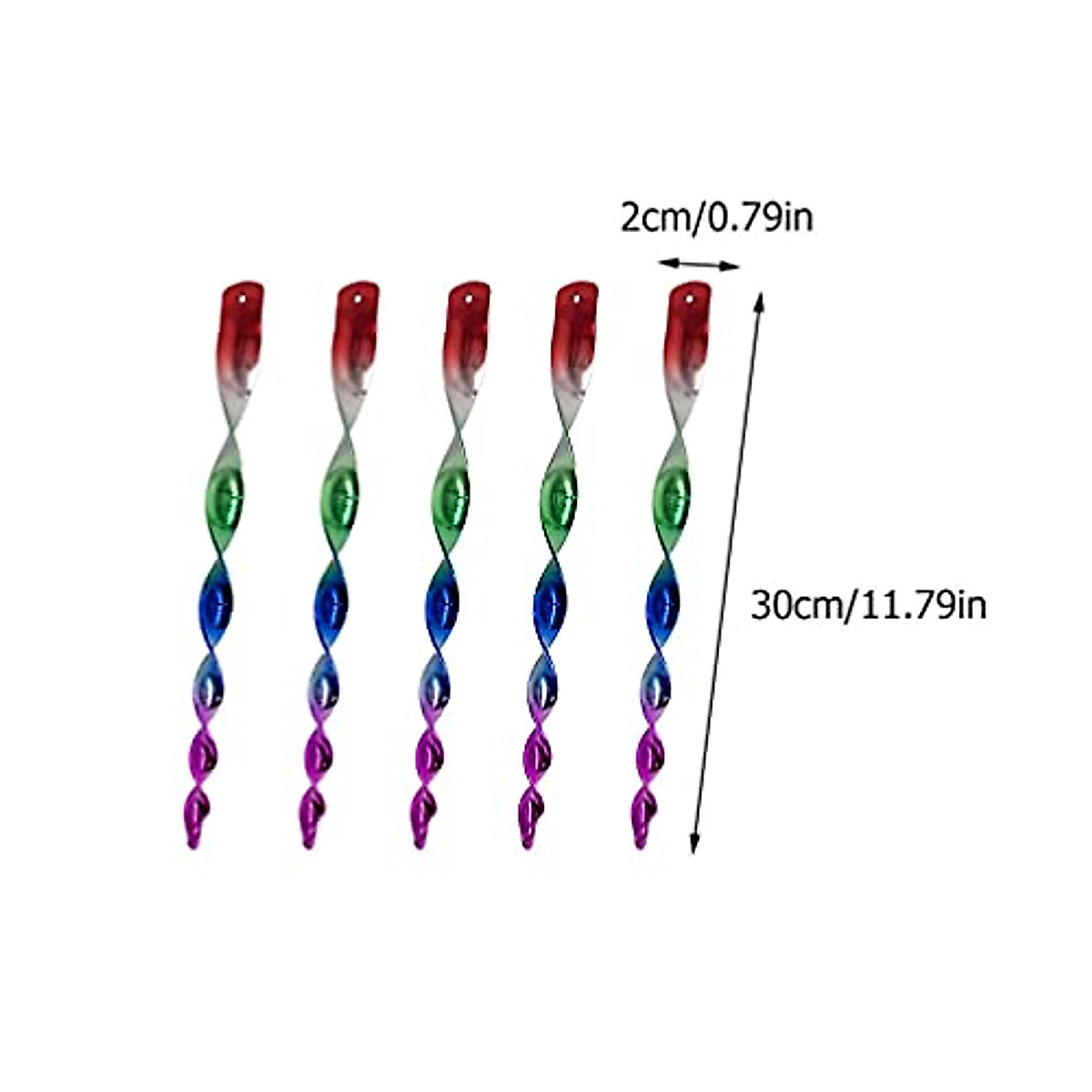 YARDWE 10pcs Bird Rods Gradient Colored Wind Hanging Reflective Scare Spiral Rods Keep Birds Away from Garden House Farm