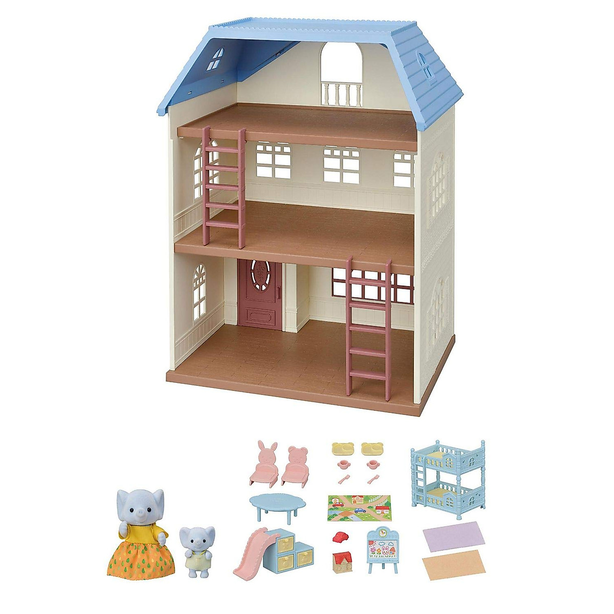 Calico Critters Sky Blue Terrace Gift Set, Dollhouse Playset with Figures, Furniture and Accessories