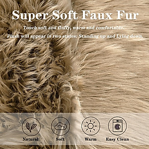 DXGJOKR Faux Fur Rug, Sheepskin Rug, Fluffy Rug, Shag Rug, Fuzzy Rugs for Bedroom, Small Area Rug Bedside Rug Ultra Soft Plush Rug, Machine Washable Rug (Camel, 2x3ft Sheepskin)