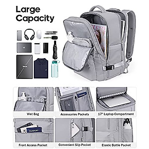 Large Travel Laptop Backpack, Expandable 45L Carry On Backpack Water Resistant Airline Approved Business Work Computer Bag Gifts for Men & Women Fits 17 Inch Notebook