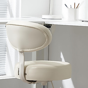 DR.LOMILOMI Swivel Rolling Hydraulic Height Adjustable Stool 503 for Clinic Nursing Spas Beauty Salons Dentists Home Office (Standard, with Backrest, Black)