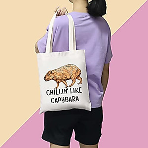 BDPWSS Capybara Tote Bag Capybara Lover Gift Chillin’ Like Capybara Wildlife Animal Lover Shoulder Bag (Chilling capybara TG)