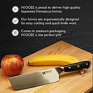MJOGEE Damascus Chef Knife - Professional Japanese Chef Knife - Santoku Knife 7 inch - Carbon Steel Chef Knife - Vegetable Knife - Meat Slicing Knife - Nakiri Knife Japanese - Ergonomic Handle