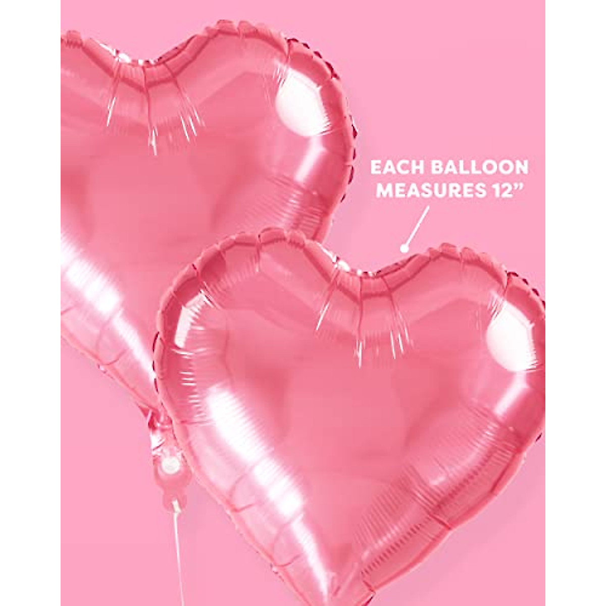 xo, Fetti Pink Heart Foil Balloon Set - 4 pc | Birthday Decorations, Bachelorette Backdrop, Valentine's Day Baby Shower, Vday, Wedding Photo Booth