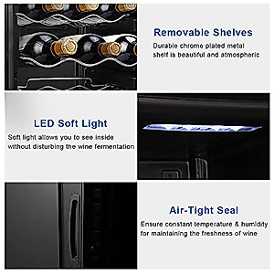 Winado 18 Bottle Compressor Wine Cooler Refrigerator w/Adjustable Temperature, Freestanding Compact Mini Wine Fridge with Digital Control & Removable Shelves