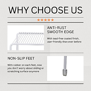 WIRESPIRIT - Expandable Shelf Organizer (2 Pieces) for Countertop, Cupboard, Cabinet, Pantry - Adjustable Kitchen Organization Shelf Rack - White