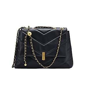 YXBQueen Designer Crossbody Bags Leather Quilted Chain Bag Black Women Bags Medium