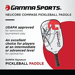 GAMMA Sports Compass NeuCore Pickleball Paddle, Graphite Power Surface and Honeycomb Grip, Elongated Compass