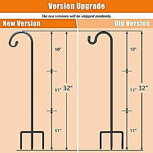 Gtongoko 32 Inch Adjustable Shepherds Hook 4 Pack Matte Black, Outdoor Garden Hook for Lanterns, Adjustable Height 21 to 32 Inch