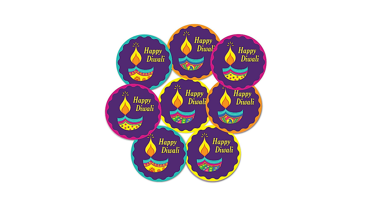 Happy Diwali Party Stickers - 40 Count, 4 Designs