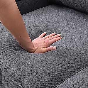 Multifunctional Modular Linen Upholstered Sectional Sofa Couch with Storage Consloe,Cupholders, USB Charging Ports and Wired & Wirelessly Charged for Home Office Apartment Living Room Furniture Sets
