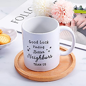 Coffee Mug Christmas Funny Gifts Best Neighbors Friend Gifts for Him Her Souvenir Gift Cute Mug Tea Cup Farewell Gift for The Best Neighbor Goodbye Moving Away Gifts Office Gift for Women Men Goodluck