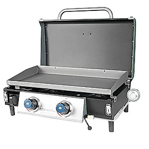 Razor Griddle GGT2131M 25 Inch Outdoor 2 Burner Portable LP Propane Gas Grill Griddle with 318 Sq In and Top Cover Lid for BBQ Cooking, Black (Steel)