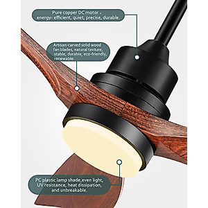 Forrovenco Ceiling Fans with Lights and Remote, 52 Inch Outdoor Ceiling Fan for Patios with Light 3 Downrods, 3 Blades Modern Ceiling Fan Noiseless Reversible DC Motor, Wood Fan for Farmhouse
