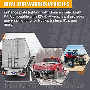 Gonice Super-Bright LED License Plate Light - 6-SMD Universal Fit for Truck Trailer Van RV SUV Boat - Under Hood Light - DOT Compliant, 12V-24V DC Waterproof