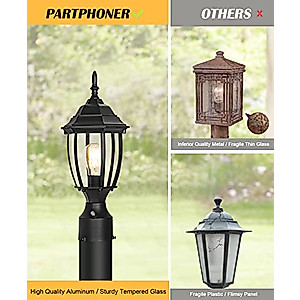 Hardwired 120V Dusk to Dawn Outdoor Post Light 2 Pack, Waterproof Aluminum Pole Light Fixture with Pier Mount Base, Exterior Lamp Post Lantern Head with Clear Glass for Garden Yard Patio Pathway