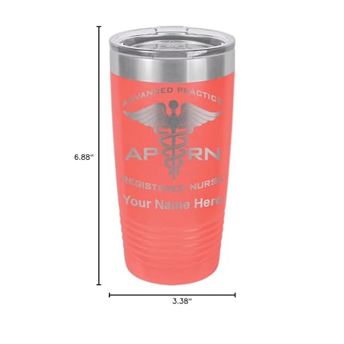 LaserGram 20oz Vacuum Insulated Tumbler Mug, APRN Advanced Practice Registered Nurse, Personalized Engraving Included (Coral)